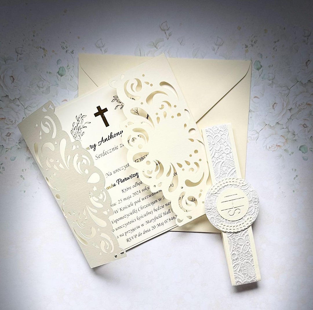 First Holy Communion Invitation Handmade Communion Invitation Ivory ...