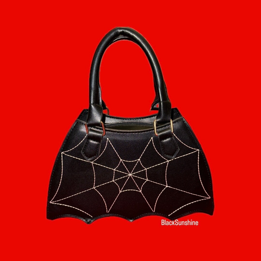 Spider Web Top Handle Black Goth Zipper Mini Purse - Etsy