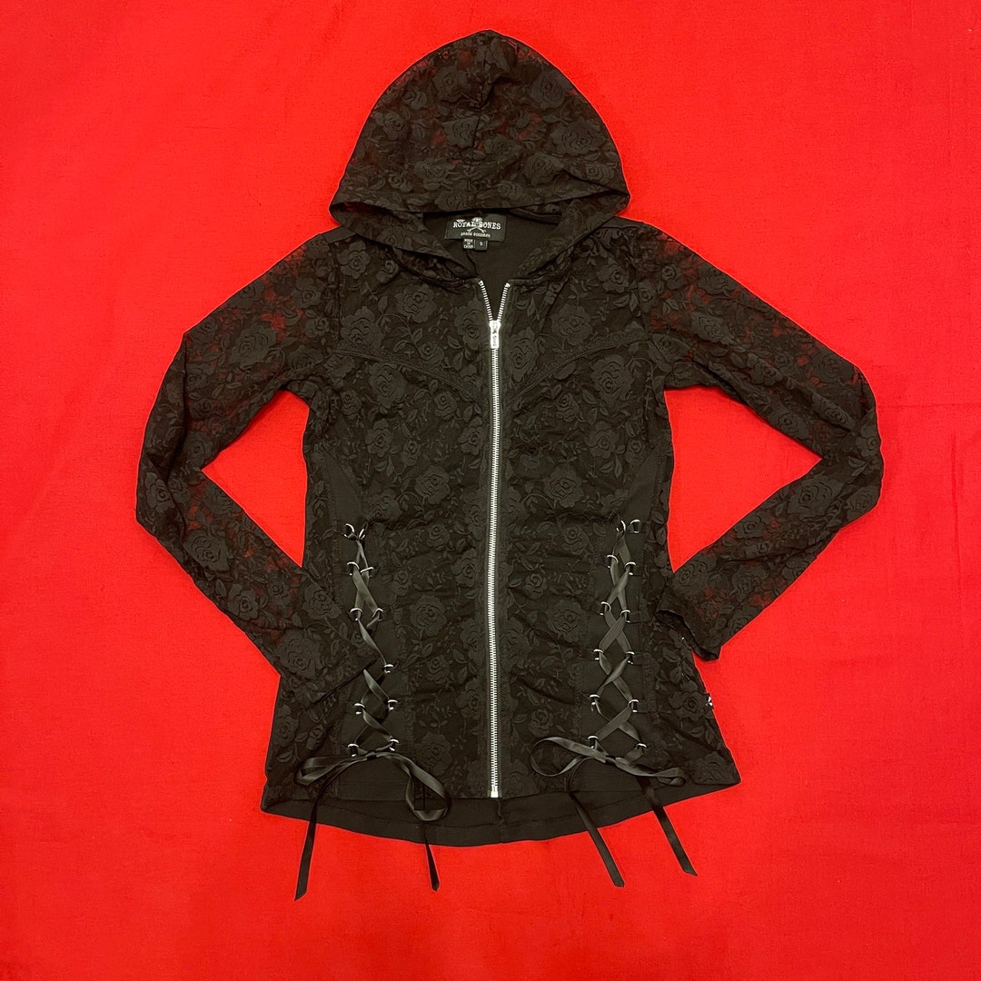 Royal Bones by Tripp NYC Skull Fishnet Mesh Lace Zipper Hoodie S - Etsy