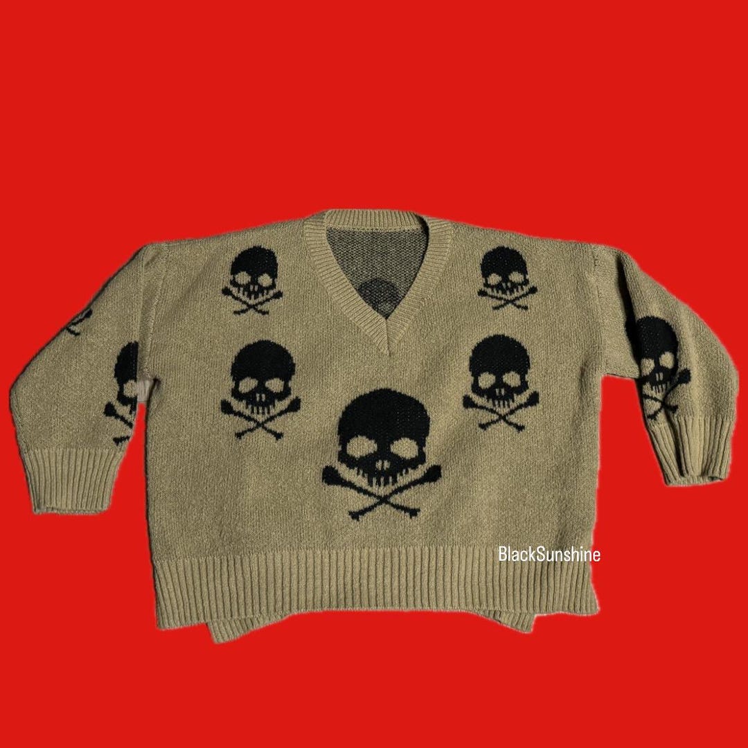 Skull Crossbones Acrylic Emo Goth Sweater Plus Size 2 - Etsy