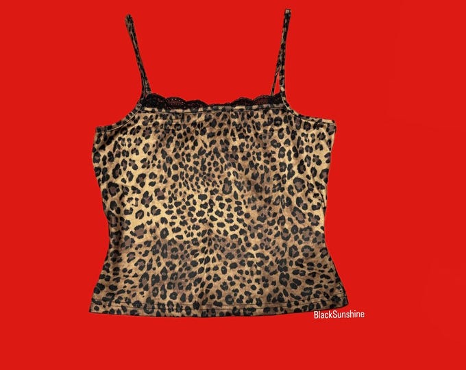 Y2K Leopard Print Lace Mall Goth Tank Top S - Etsy