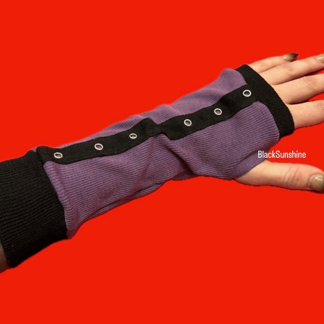 Eyelet Purple Black Emo Mall Goth Armwarmers - Etsy