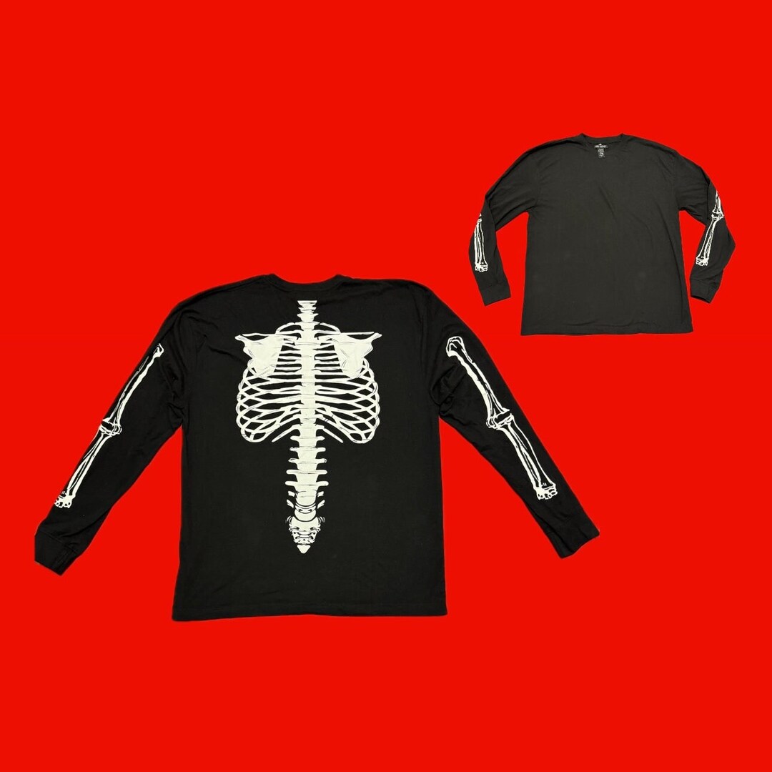 Skeleton Rib Bones Graphic Grunge Emo Goth Mens Long Sleeve Shirt XL - Etsy