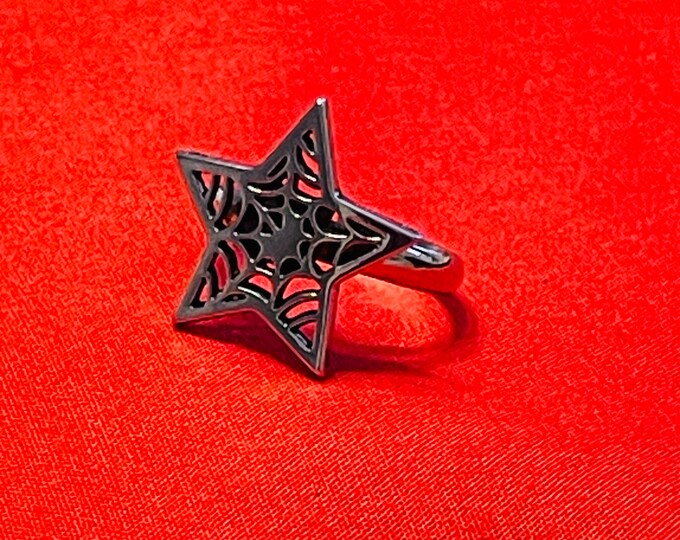 Star Spiderweb Emo Goth Adjustable Ring Size 8 - Etsy