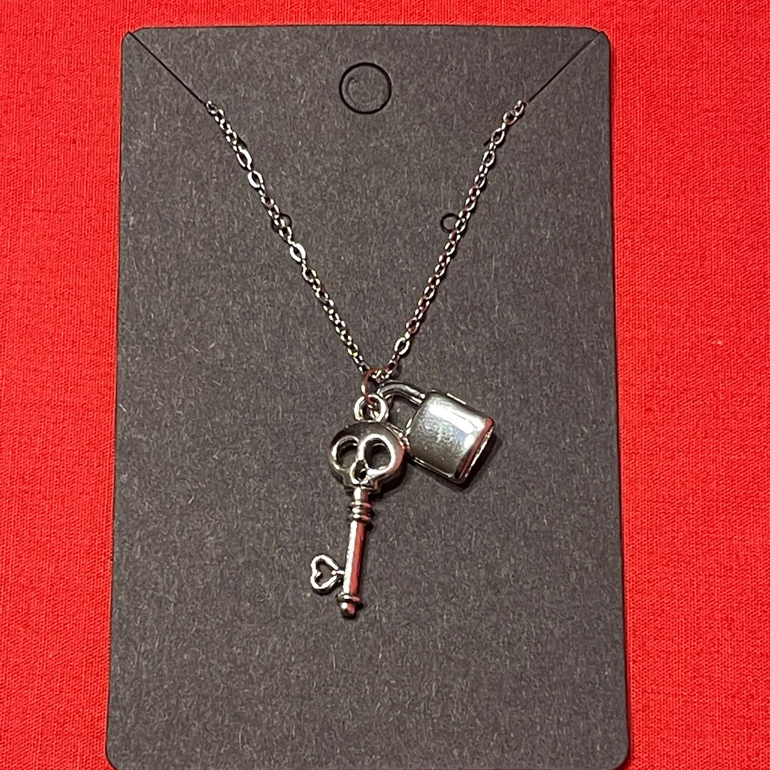 Skeleton Key & Lock Charm Goth Necklace Novelty Jewelry - Etsy