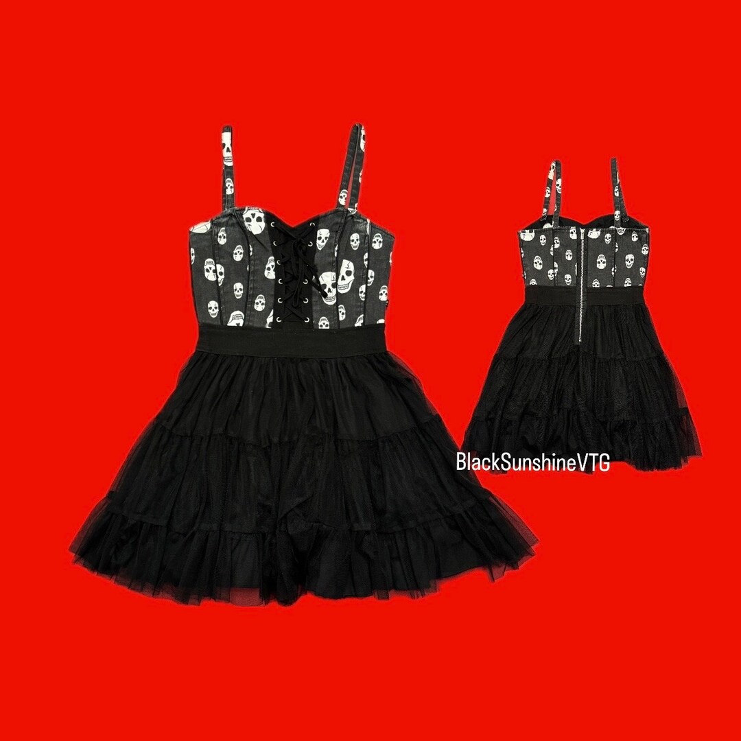 Royal Bones by Tripp NYC Skull Corset Tulle Layer Emo Goth Dress M - Etsy