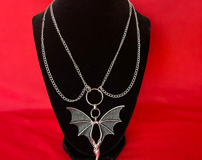 Goth Bat Double Chain Necklace - Etsy