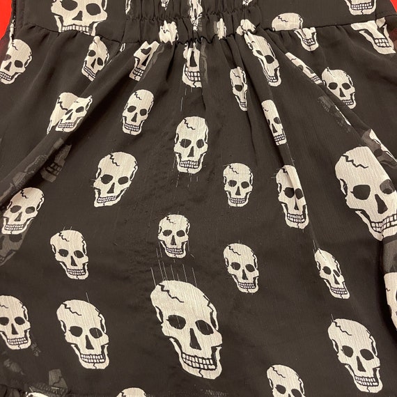 VTG Royal Bones Black & White Skulls Goth Dress XL - Gem