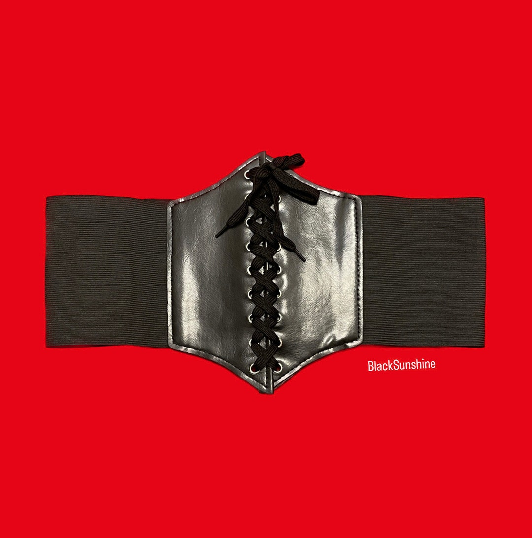 Goth Corset Faux Leather Waist Cincher Velcro Belt - Etsy