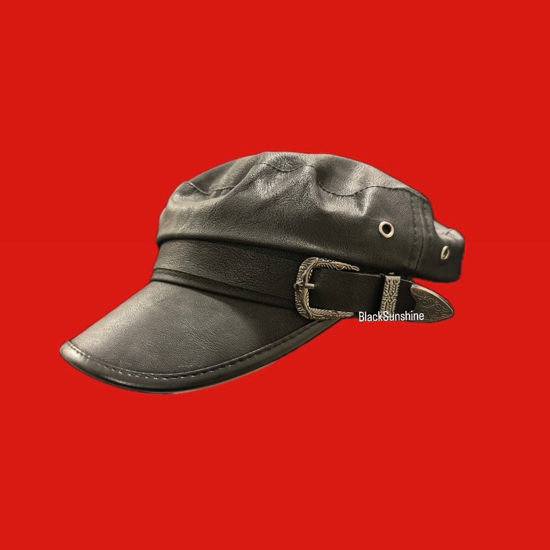 Black Vegan Leather Baker Boy Emo Goth Alt Hat - Etsy