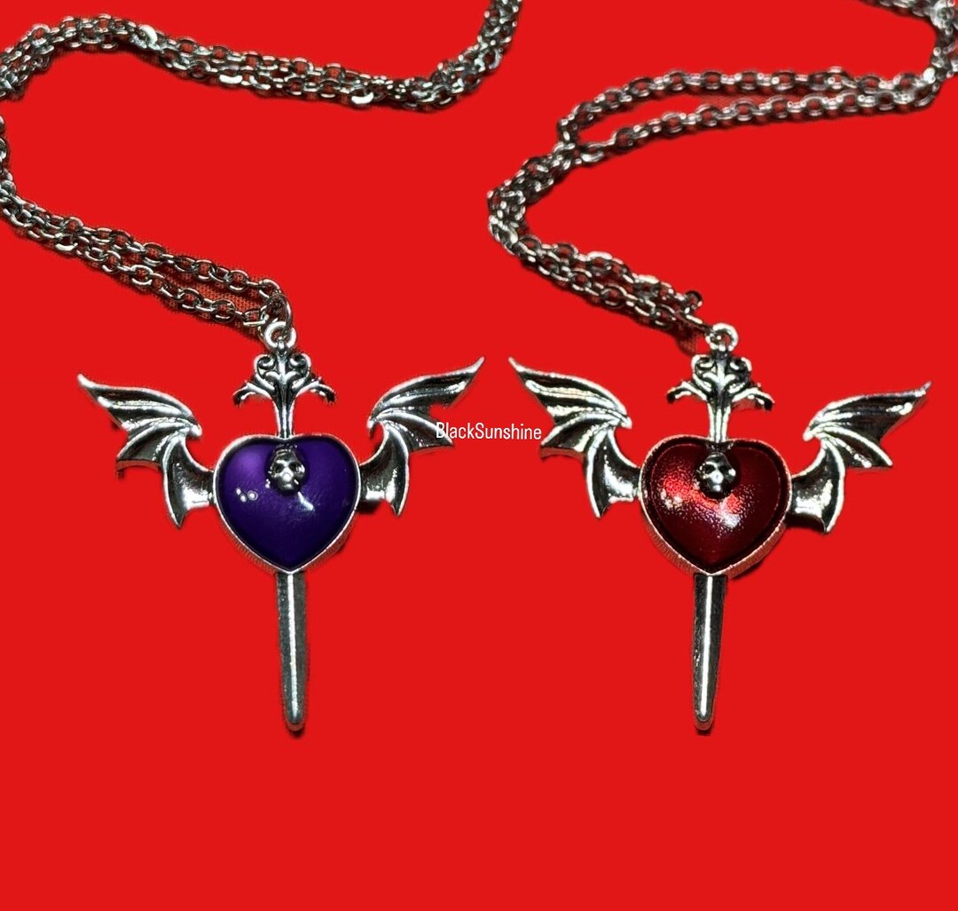 Vampire Wing Heart Sword Pendant Goth Necklace - Etsy