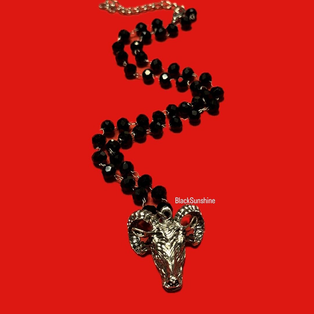 Baphomet Goat Skull Occult Rosary Bead Chain Necklace - Etsy