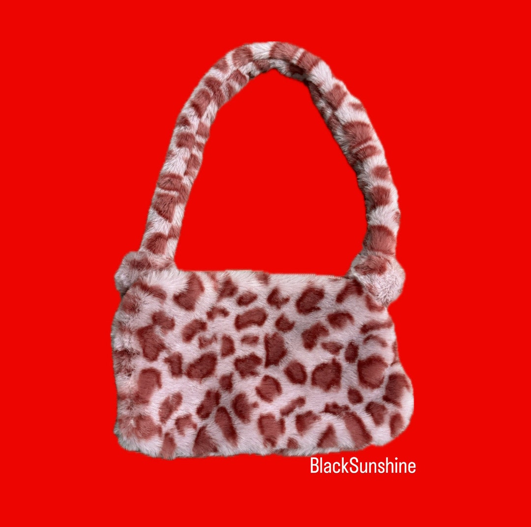 Fuzzy Pink Leopard Zipper Alt Emo Goth Purse - Etsy