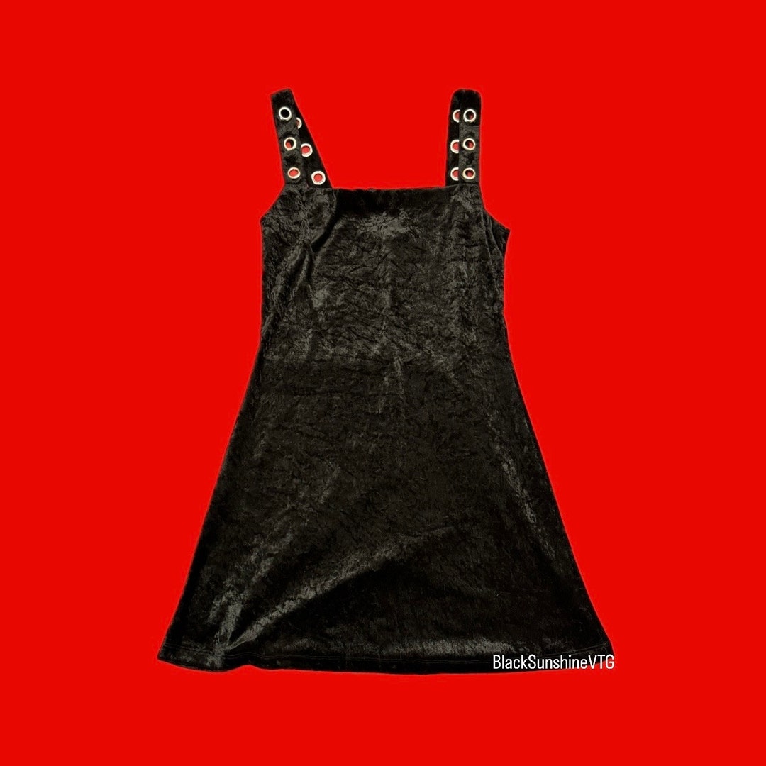 VTG Morbid Threads Black Crushed Velvet Grommet Goth Mini Dress - Etsy