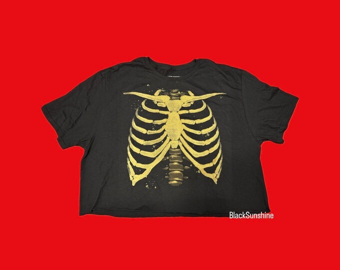 Skeleton Rib Cage Graphic Mall Goth Grunge Crop Top XL - Etsy