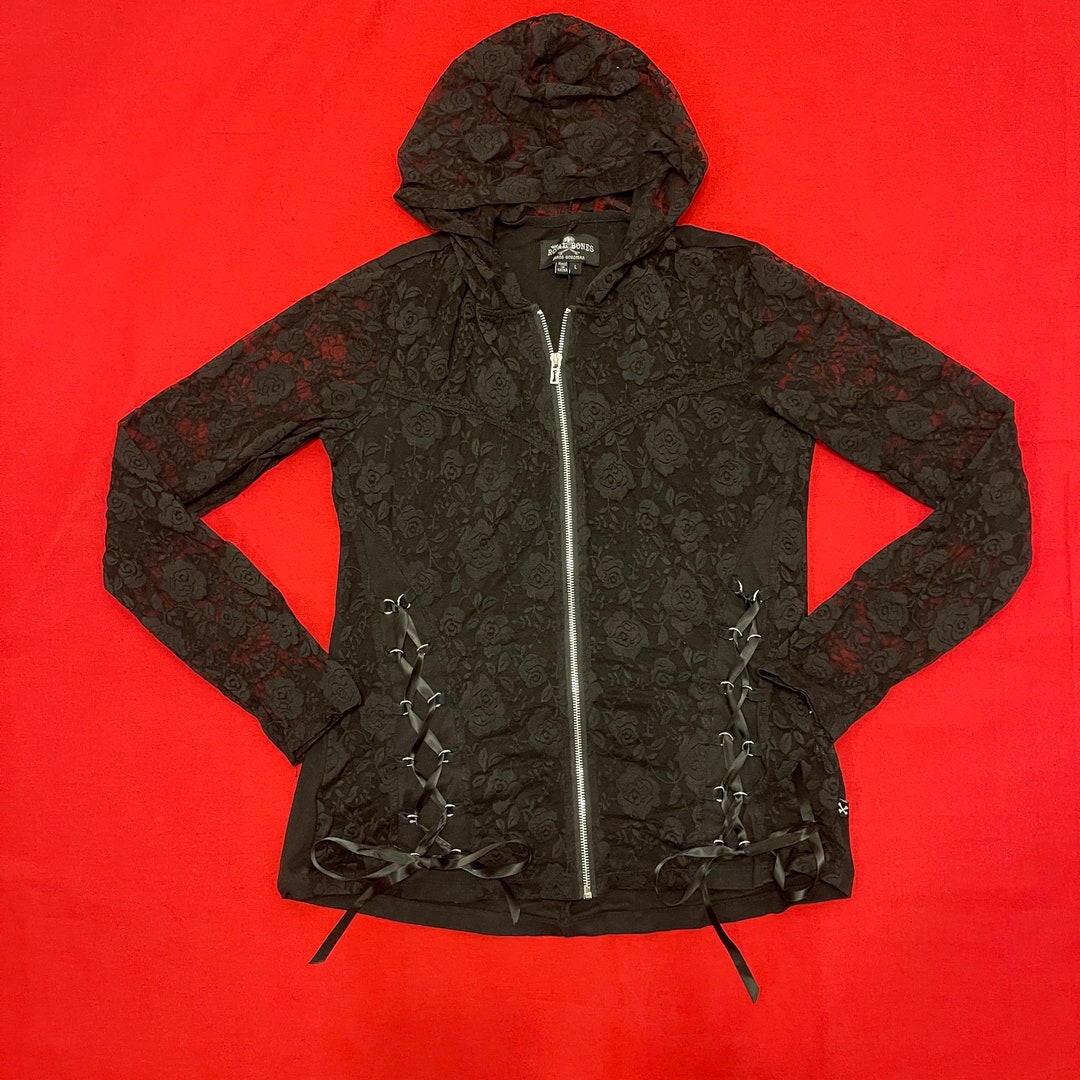Royal Bones by Tripp NYC Skull Fishnet Mesh Lace Hoodie L - Etsy