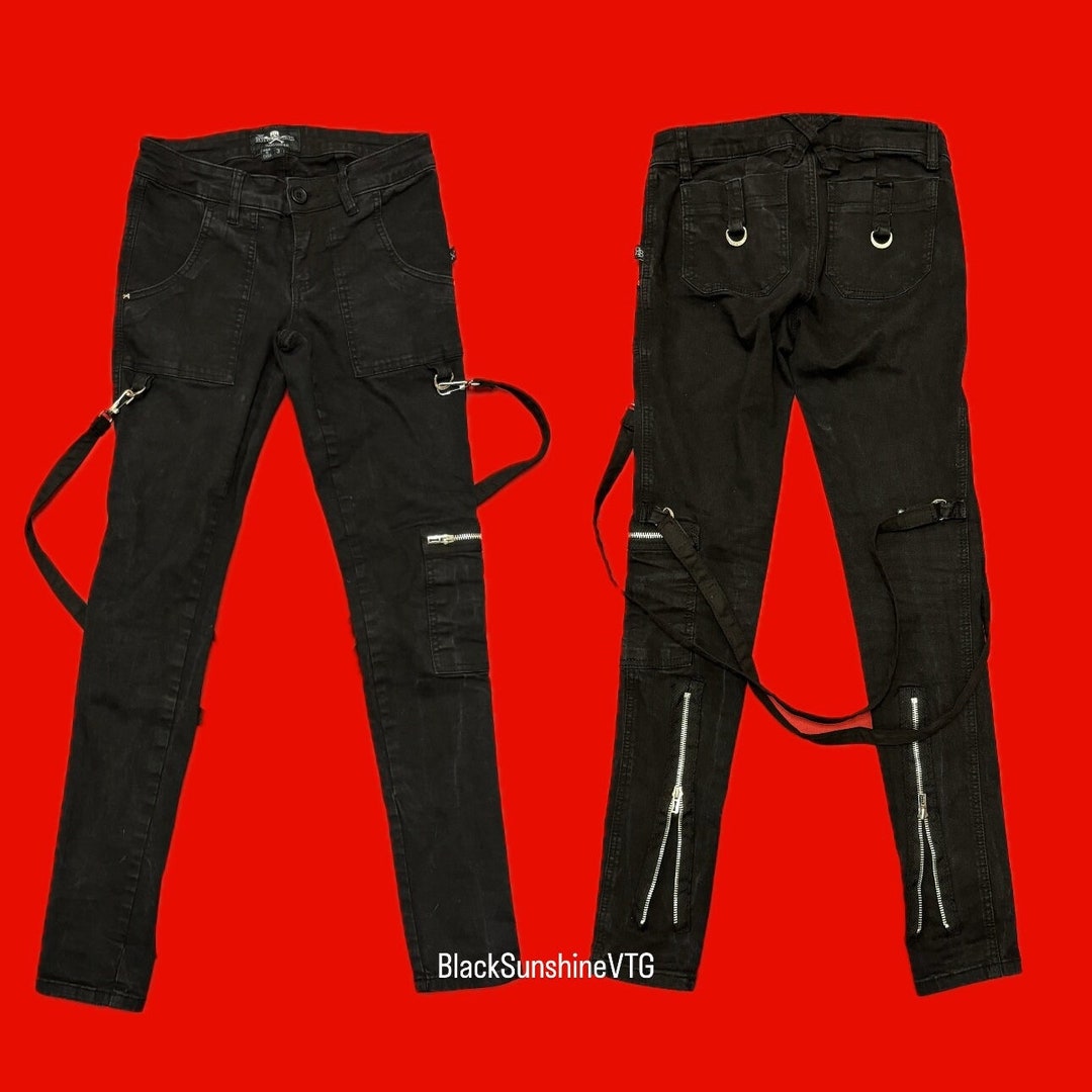 Royal Bones by Tripp Zipper and Bondage Straps Skinny Black Goth Pants ...