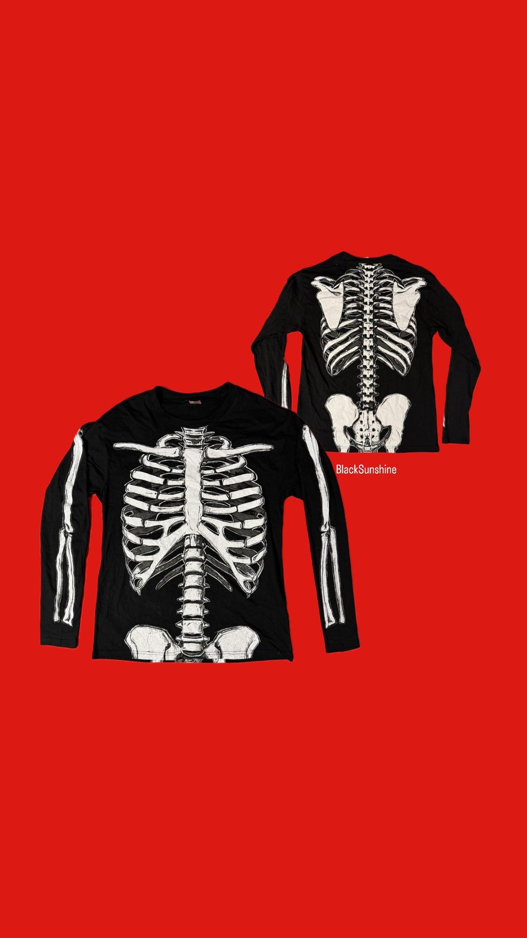 Skeleton Rib Bones Graphic Grunge Emo Goth Men’s Long Sleeve Shirt M - Etsy