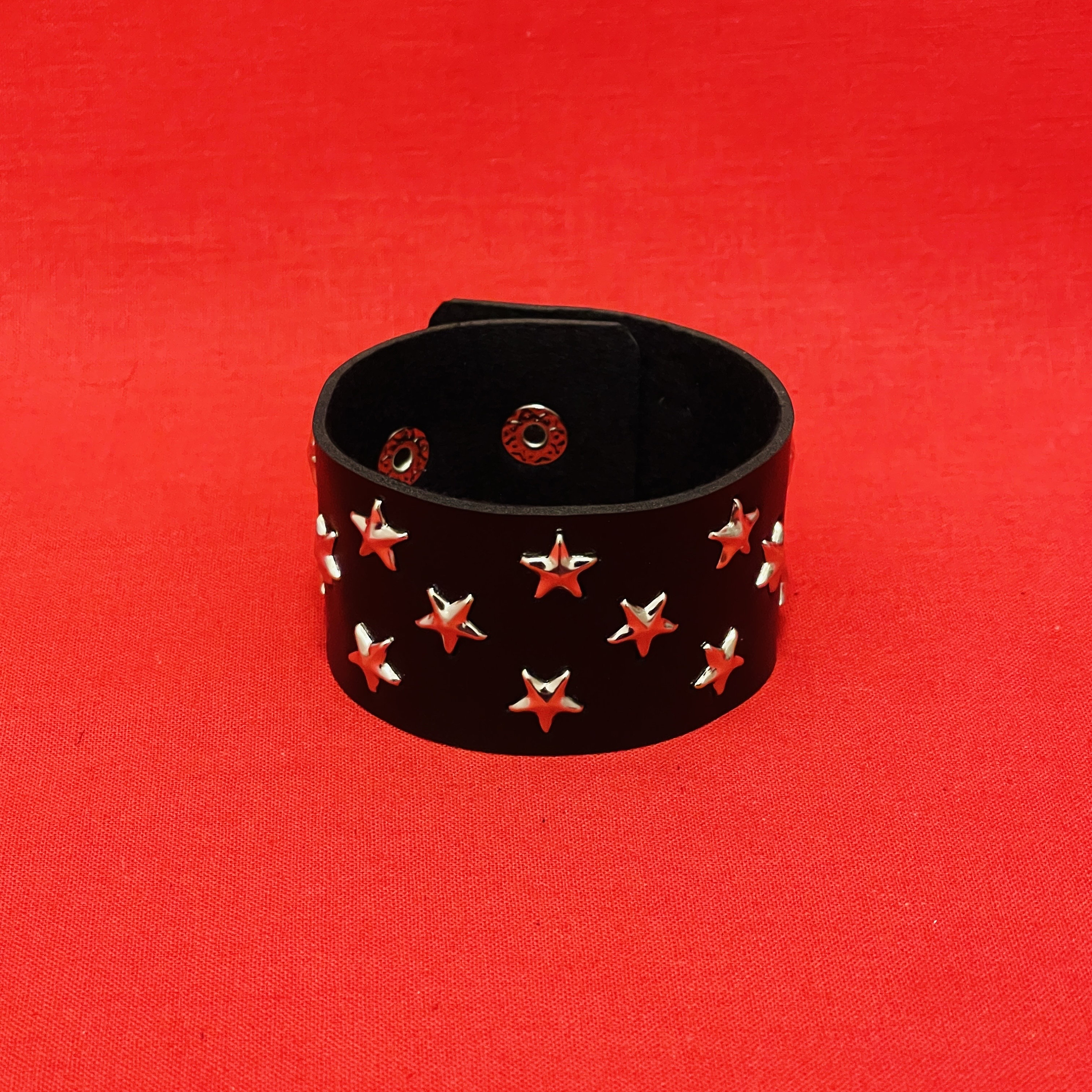 3 Row Star Stud Emo Goth Alt Faux Leather Cuff Wristband Bracelet - Etsy