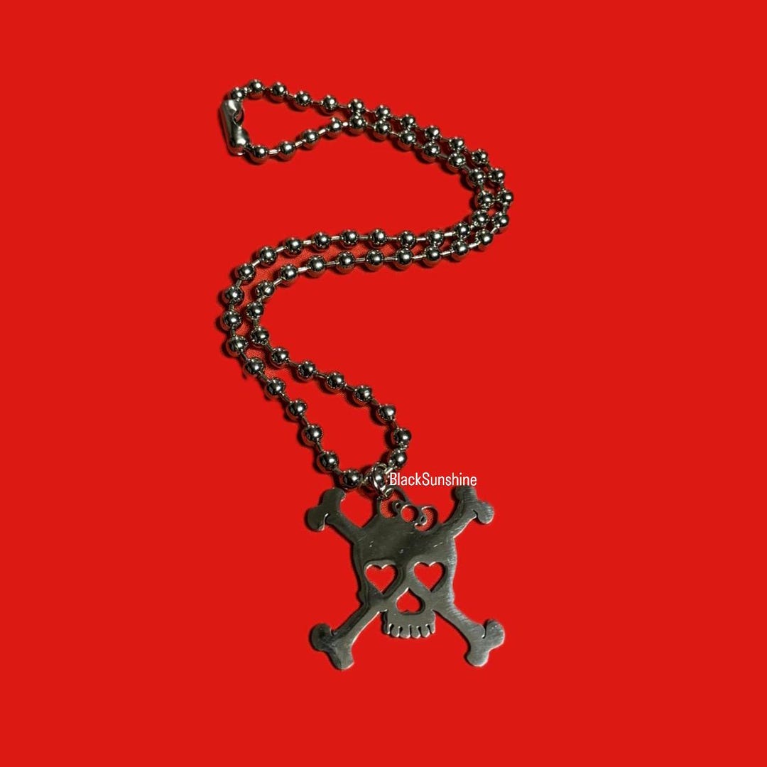 Skull & Crossbones Bow Pendant Ball and Chain Nu Metal Mall Goth ...