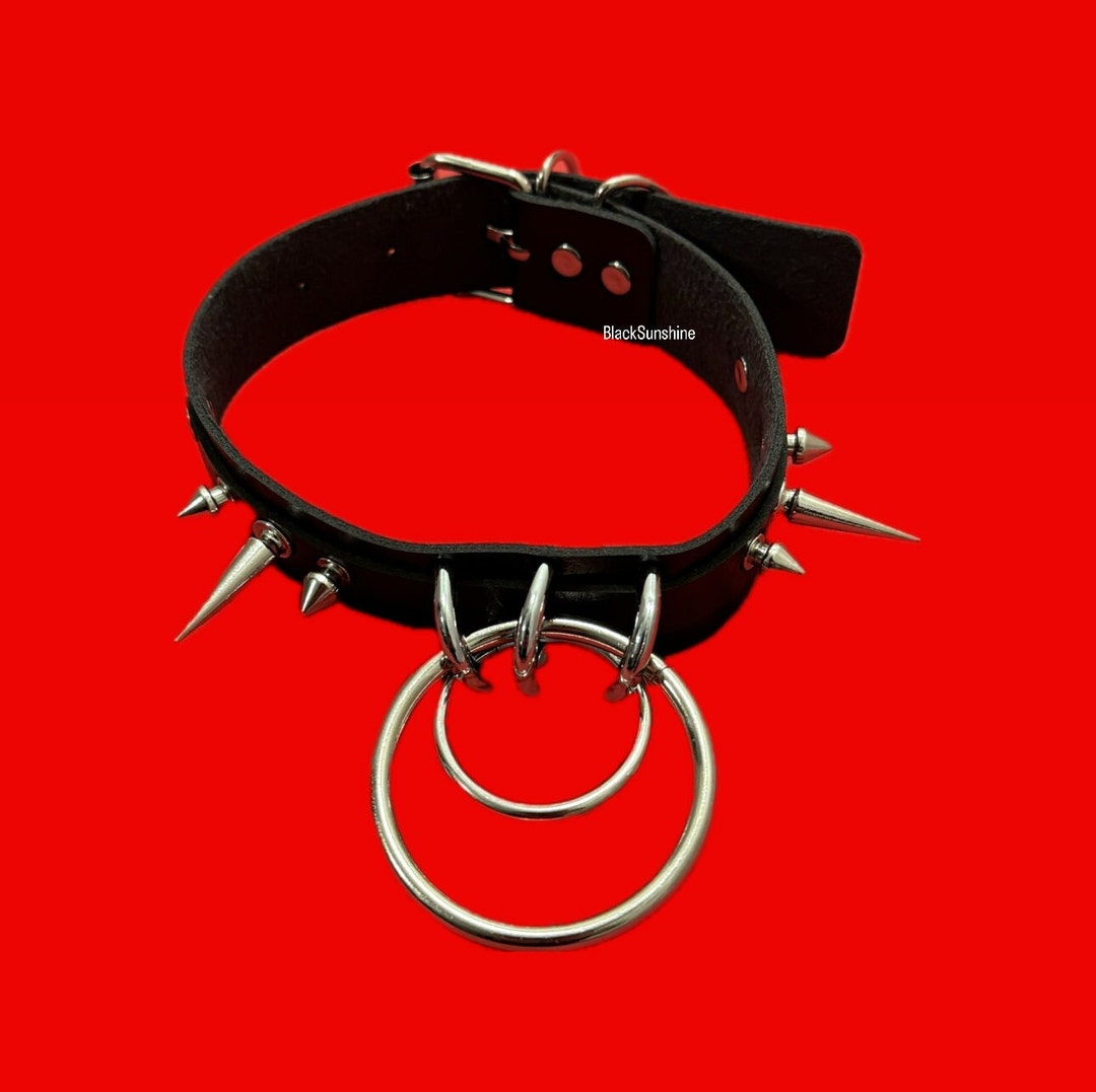 Double O Ring Mixed Spike Faux Leather Alt Goth Choker - Etsy