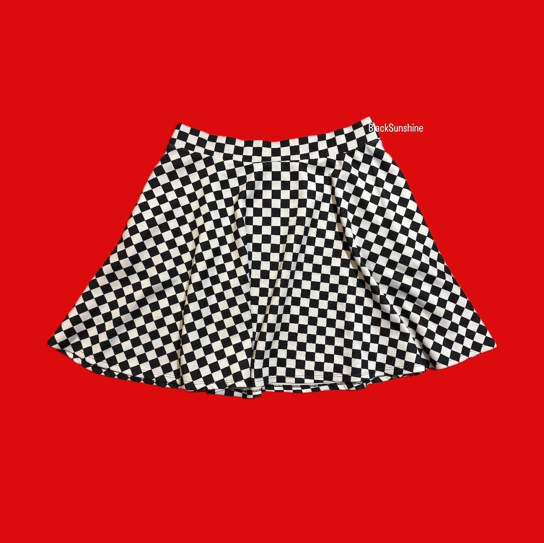 HT Black & White Checkered Emo Skater Skirt M - Etsy