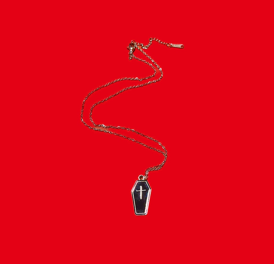 Black Vampire Coffin Charm Pendant Alt Goth Necklace - Etsy
