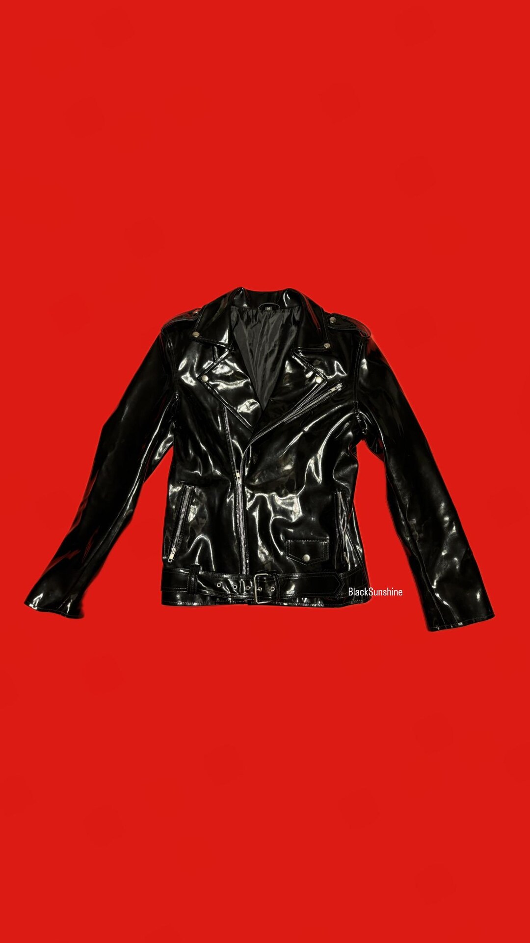 Black PVC Shiny Vinyl Goth Motorcycle Mens Jacket M - Etsy