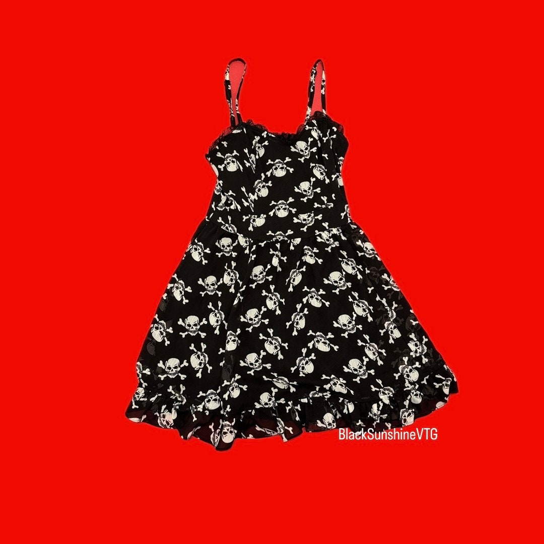 Royal Bones Black & White Skull Crossbones Mall Goth Dress S - Etsy