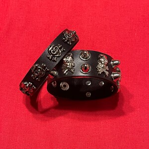 Spiked Skull Emo Goth Alt Faux Leather Wristband Cuff Bracelet - Etsy