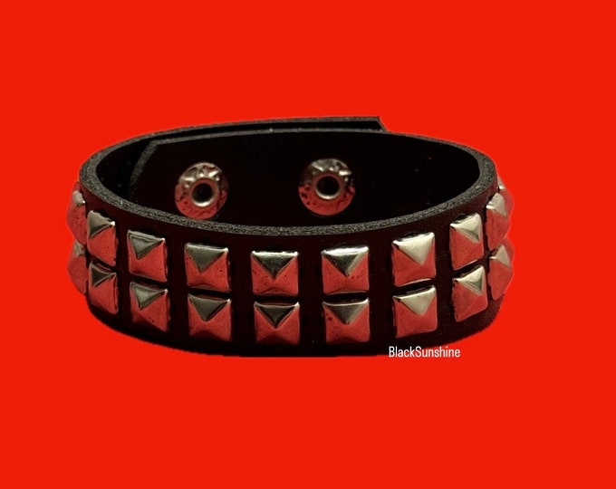 2 Row Pyramid Stud Emo Goth Alt Wristband Snap Button Bracelet - Etsy