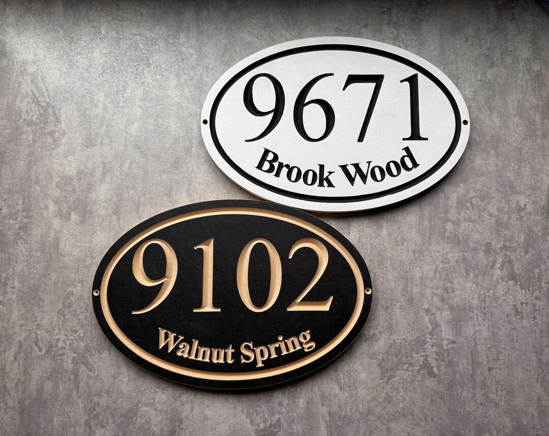 House Number Sign Oval, Engraved Wood Address Sign for Home or Office ...