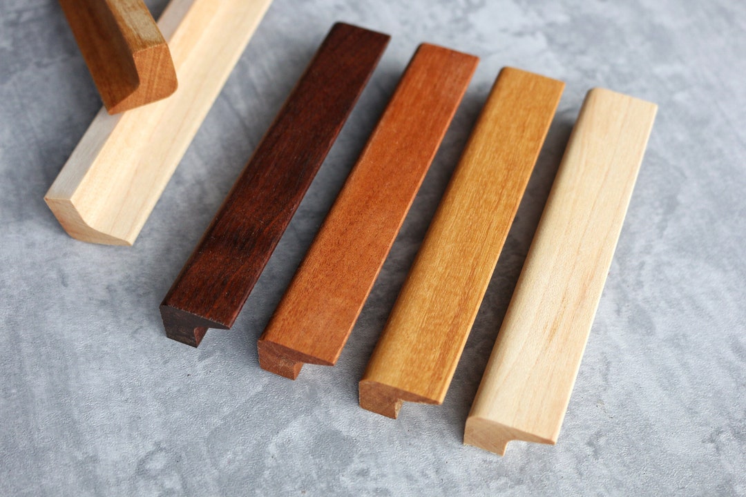 Hardwood Wood Drawer Pulls, Walnut Wooden Modern Wood Pull, Solid Wood ...