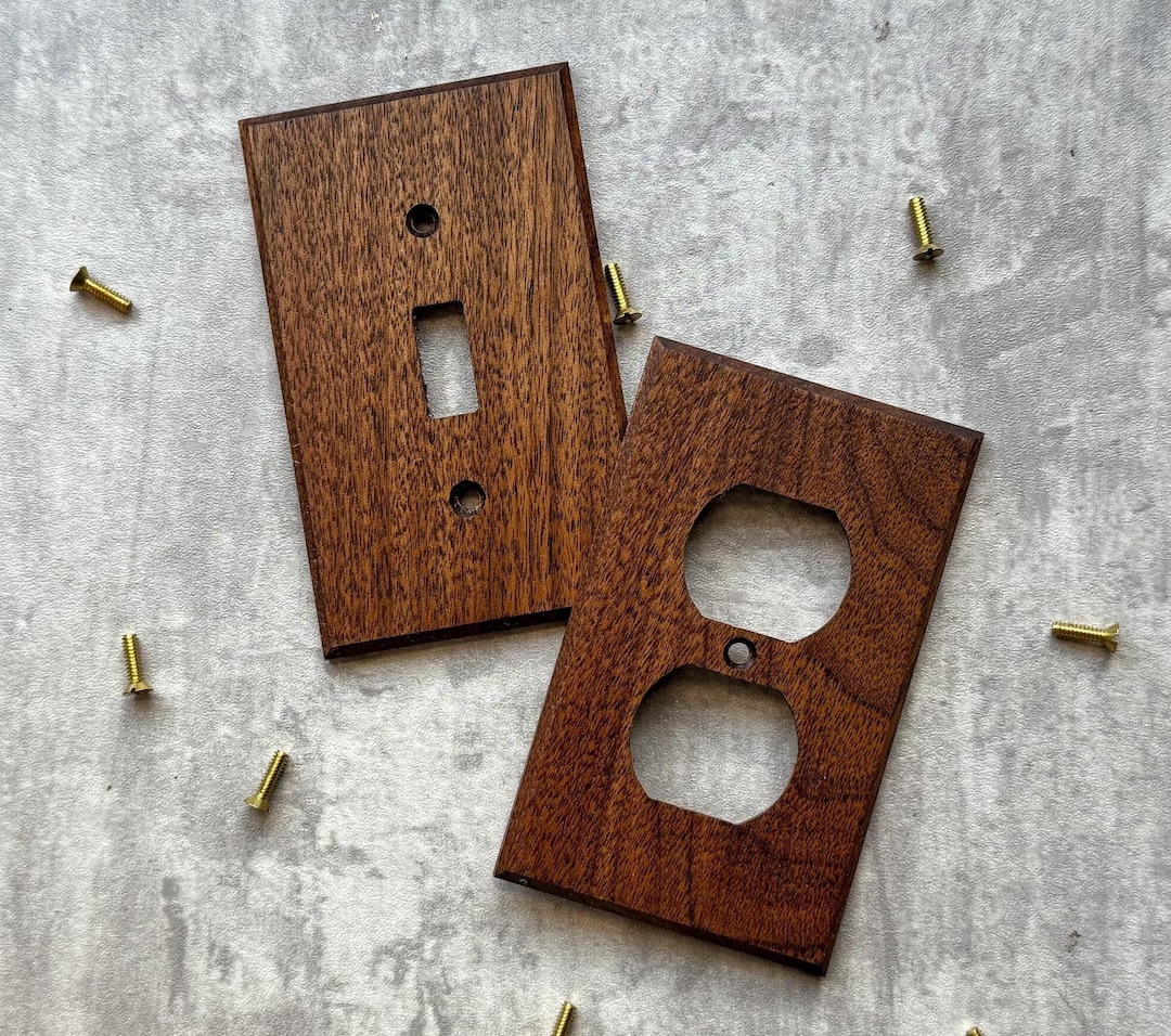 Wood Light Switch Cover, Real Walnut, Light Switchplate, Wallplate ...