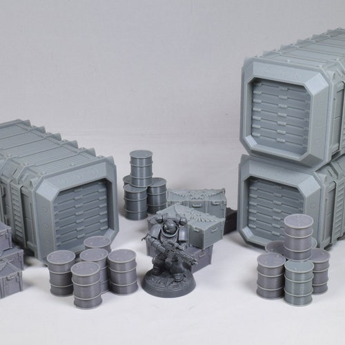 3D Printed Terrain: Cargo Containers Crates and Drums for 40k - Etsy