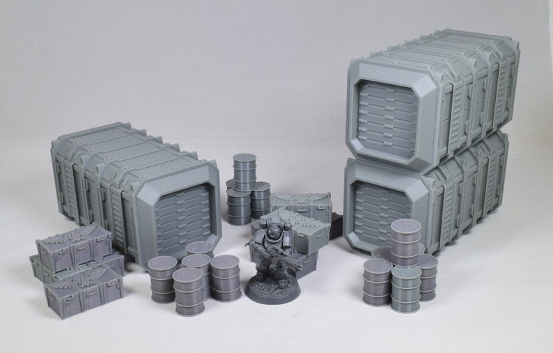3D Printed Terrain: Cargo Containers Crates and Drums for 40k - Etsy