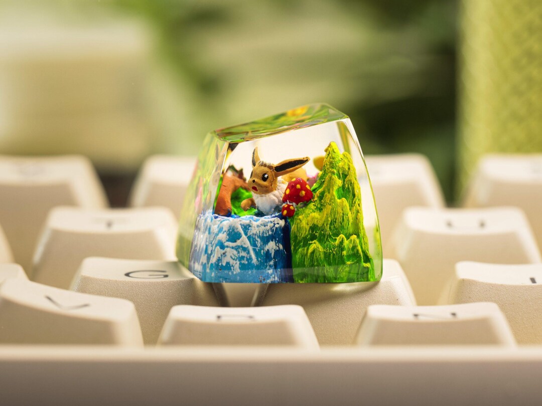 Eevee Pokemon Artisan Keycaps, Custom Resin Keycap for Mechanical ...