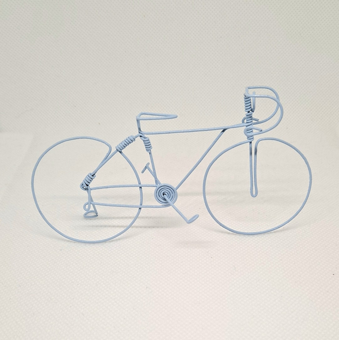 Miniature Sky Blue Bicycle in Steel Wire for Decoration, Cyclist Gift ...