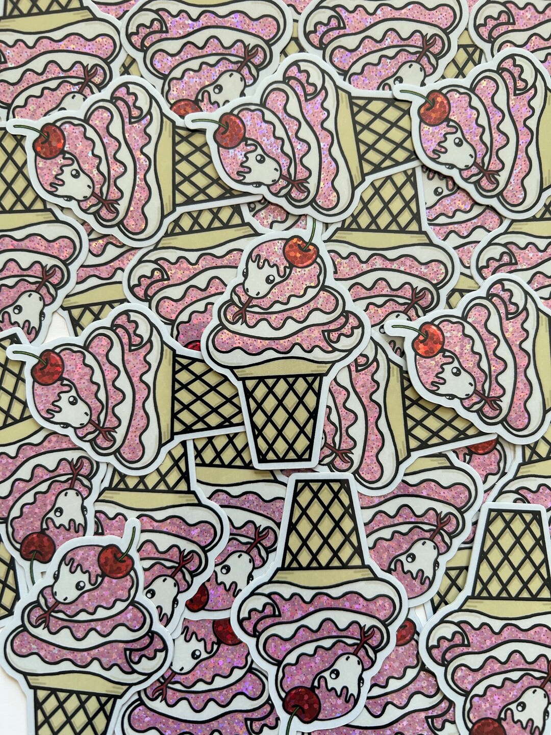 Vanilla Ice Cream Snake Sticker Glitter Vinyl - Etsy