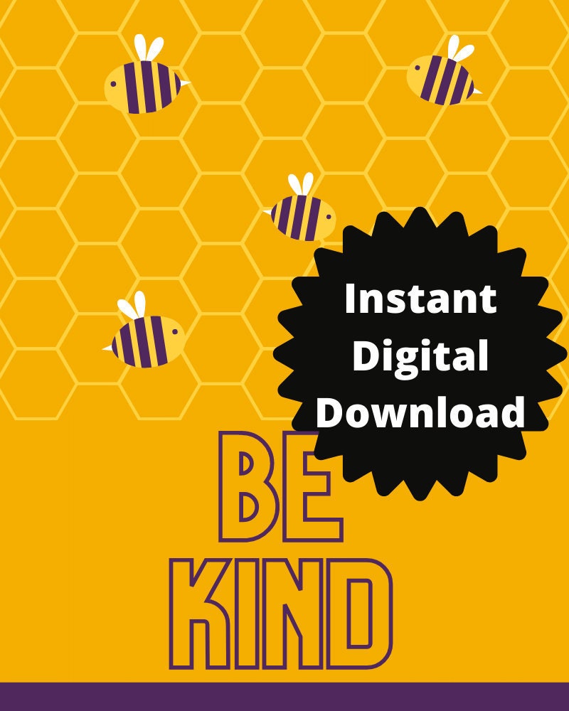 Be Kind Printable Poster Printable Frameable Poster Instant | Etsy