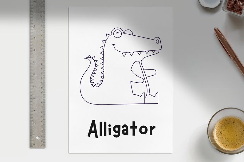 Alphabet Safari Animals Printable Coloring Book - Etsy