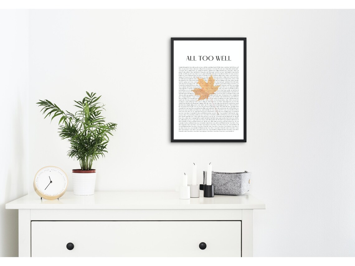 All Too Well Lyric Wall Art | Red Taylors Version Album | Taylor Swift ...