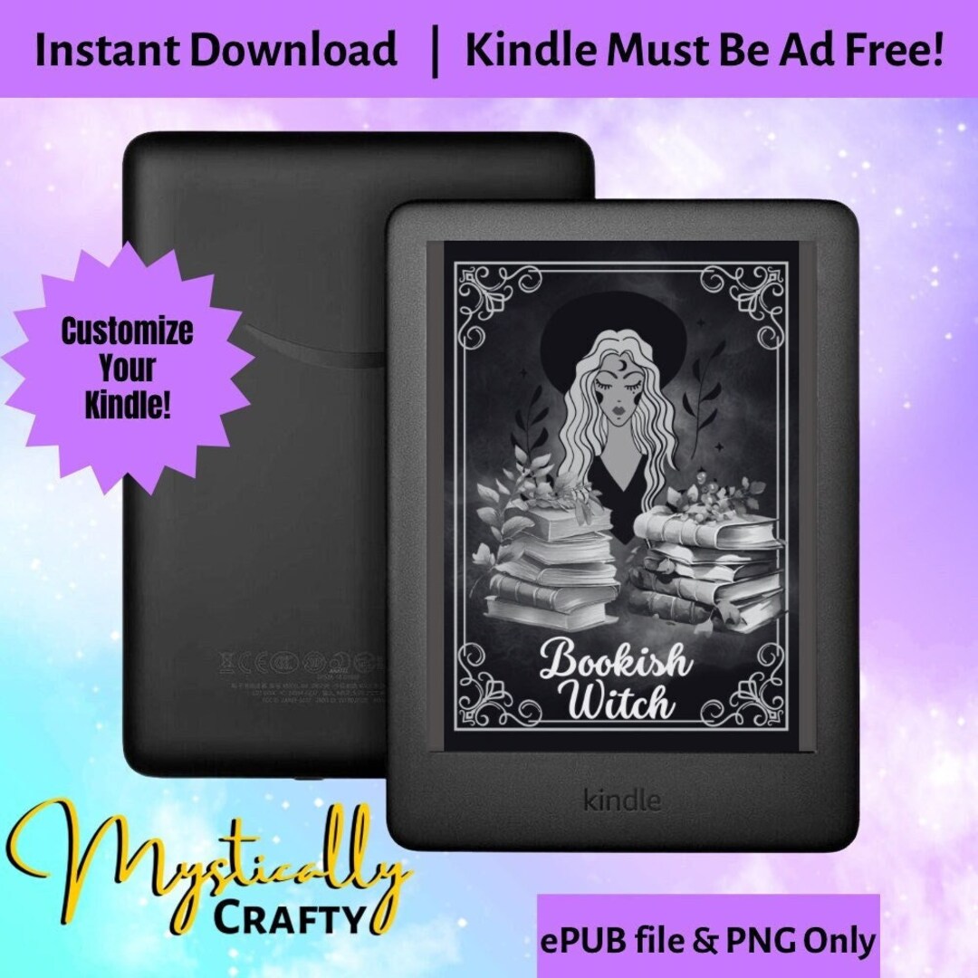 Bookish Witch Custom Kindle Screen, Wallpaper, Witchy, Kindle Lock ...