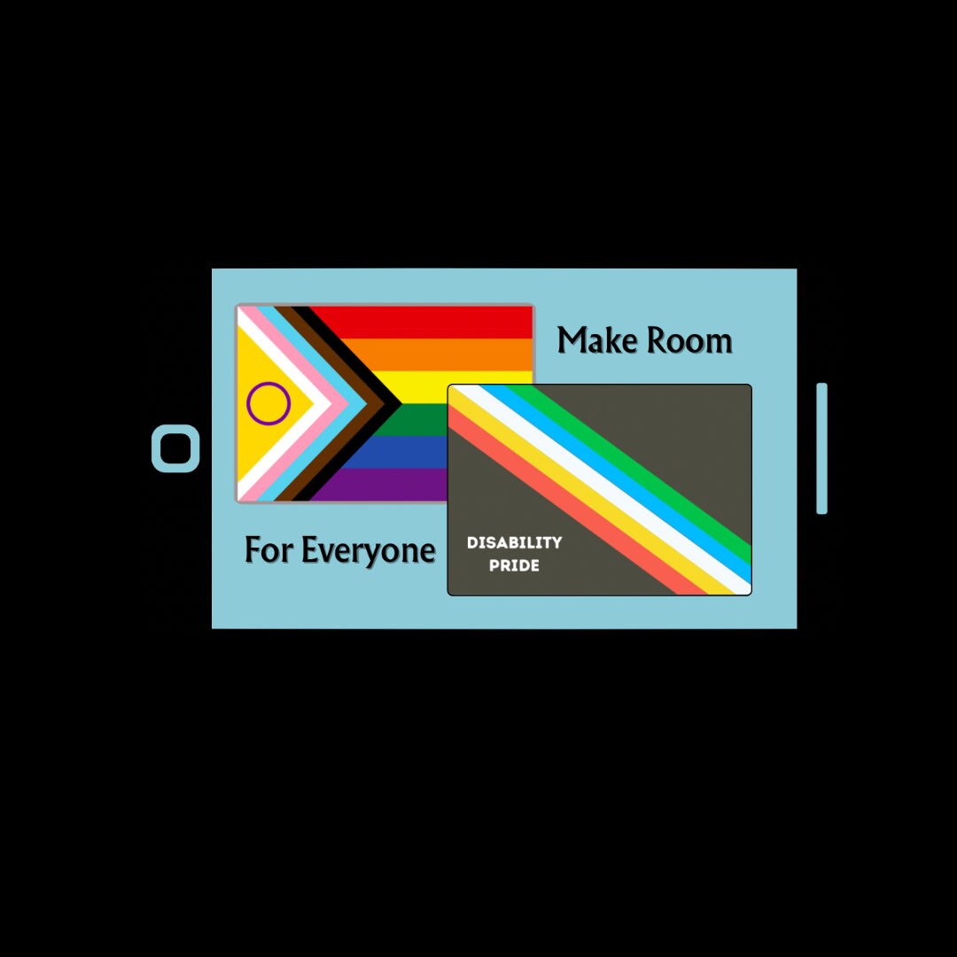 Disability Pride and LGBTQ+ Pride Flags on Cellphone Sticker - Etsy
