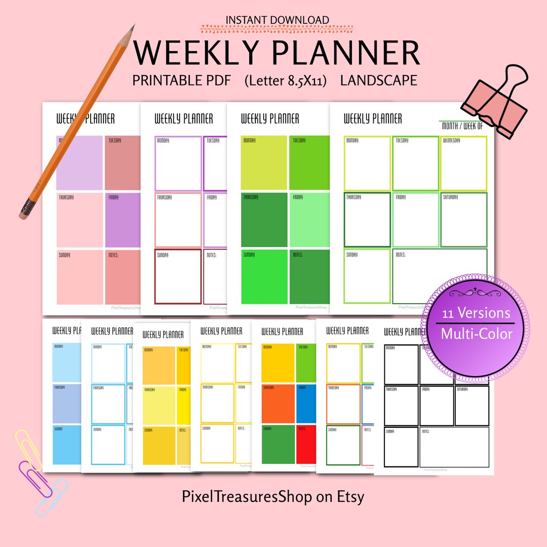 Weekly Planner Bundle, Printable Planner, Printable Stationary, Planner ...