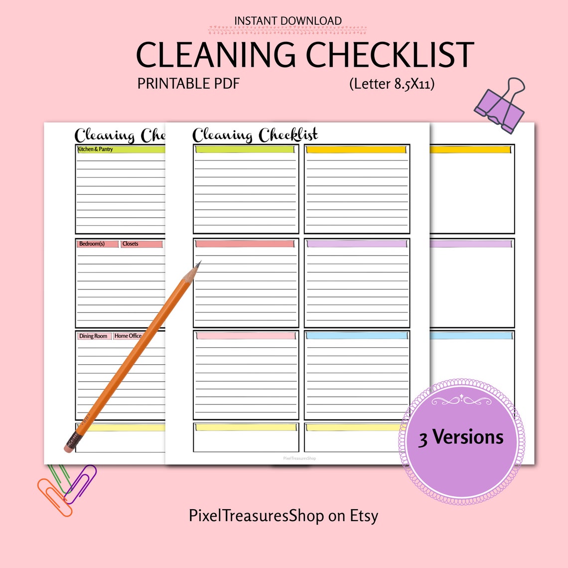 Printable Cleaning Checklist Printable Stationary Weekly - Etsy