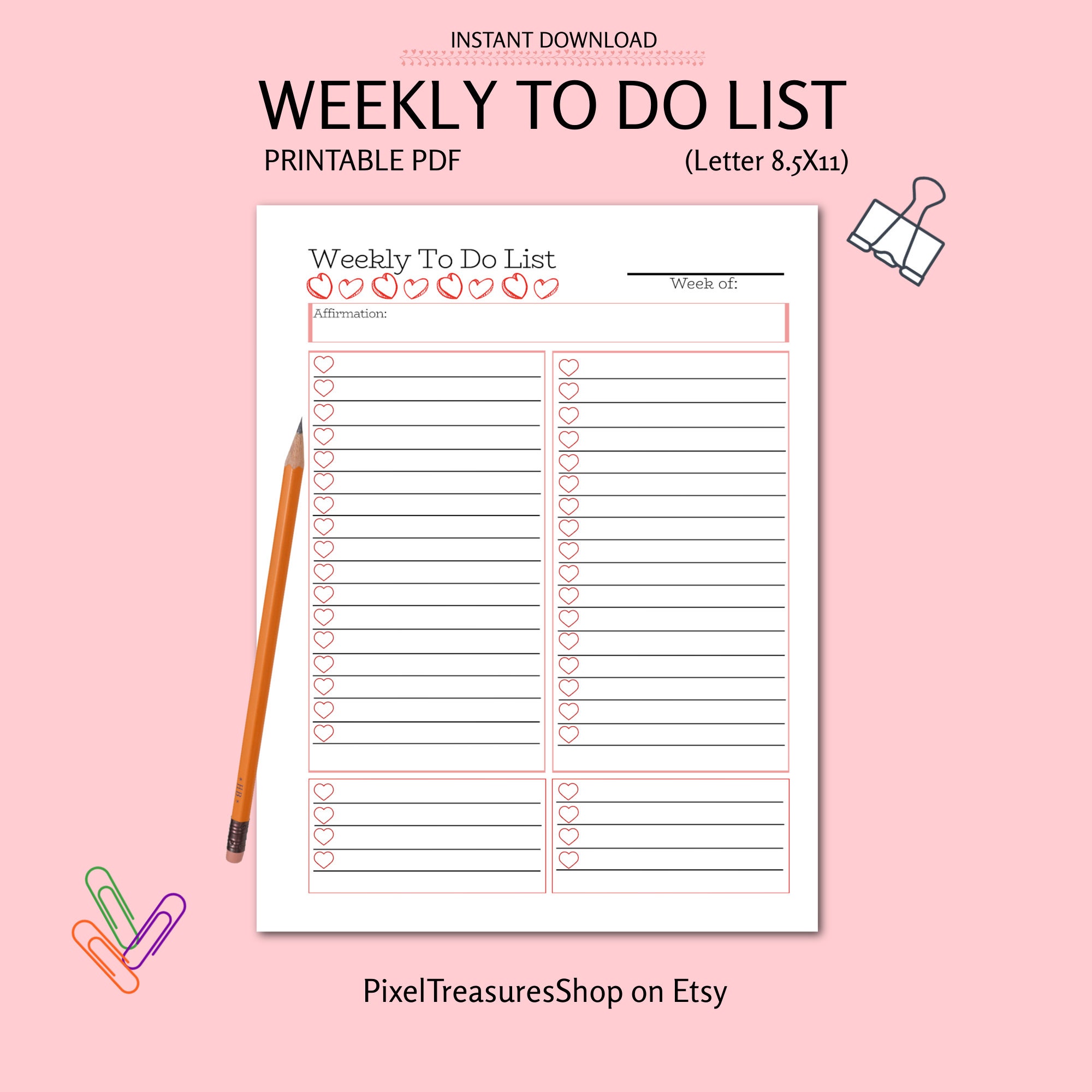 Cute Pink to Do List, Printable Stationary, to Do List Planner, to Do ...