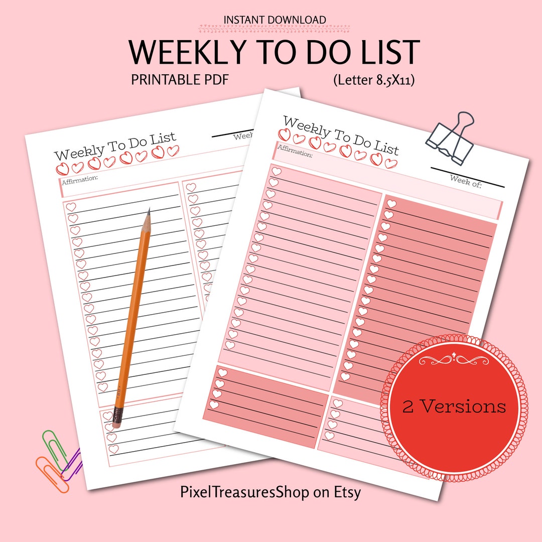 Cute Pink to Do List, Printable Stationary, to Do List Planner, to Do ...