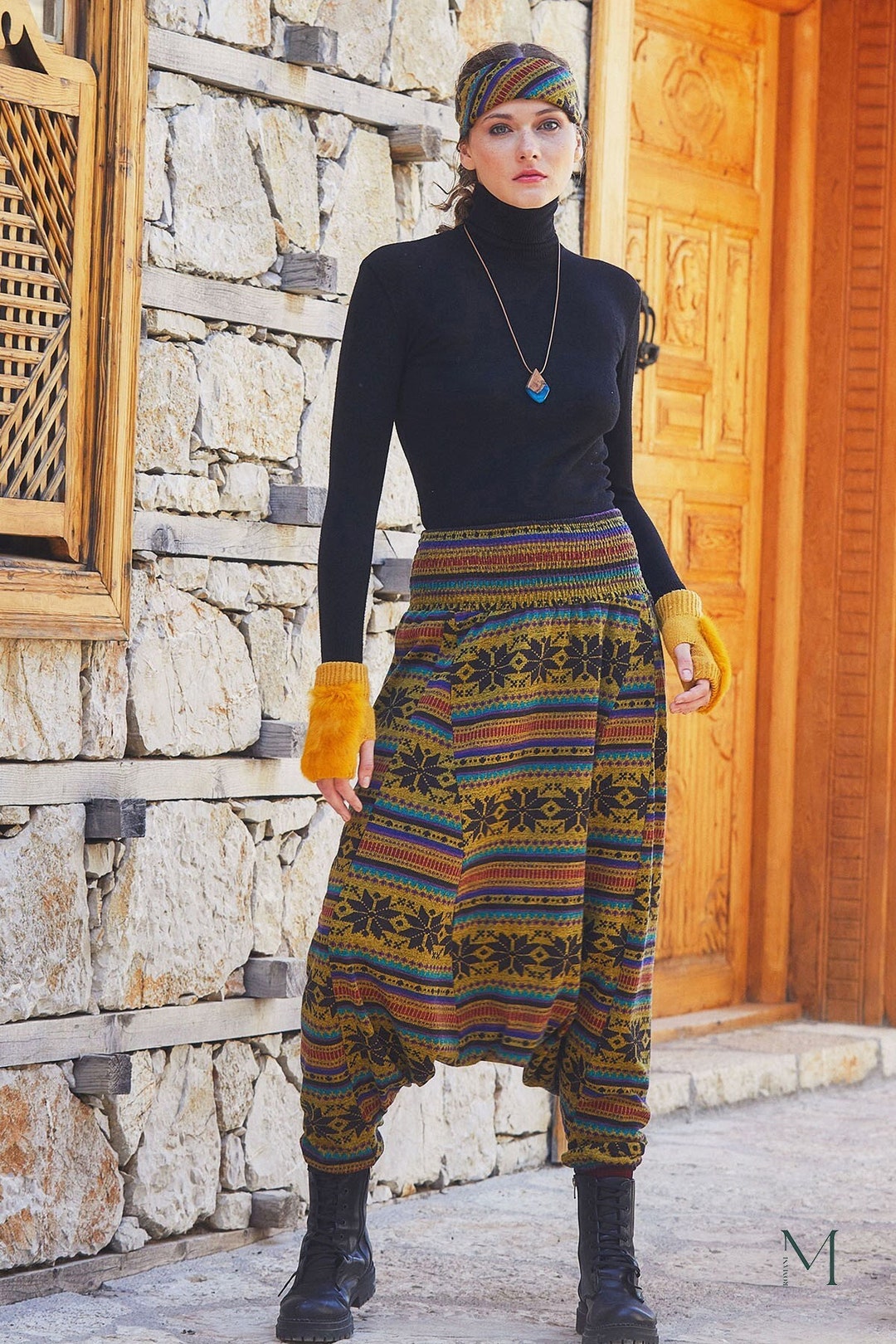 Winter Harem Pants Women, Ethnic Rug Pattern, Boho Style, Baggy Pants ...