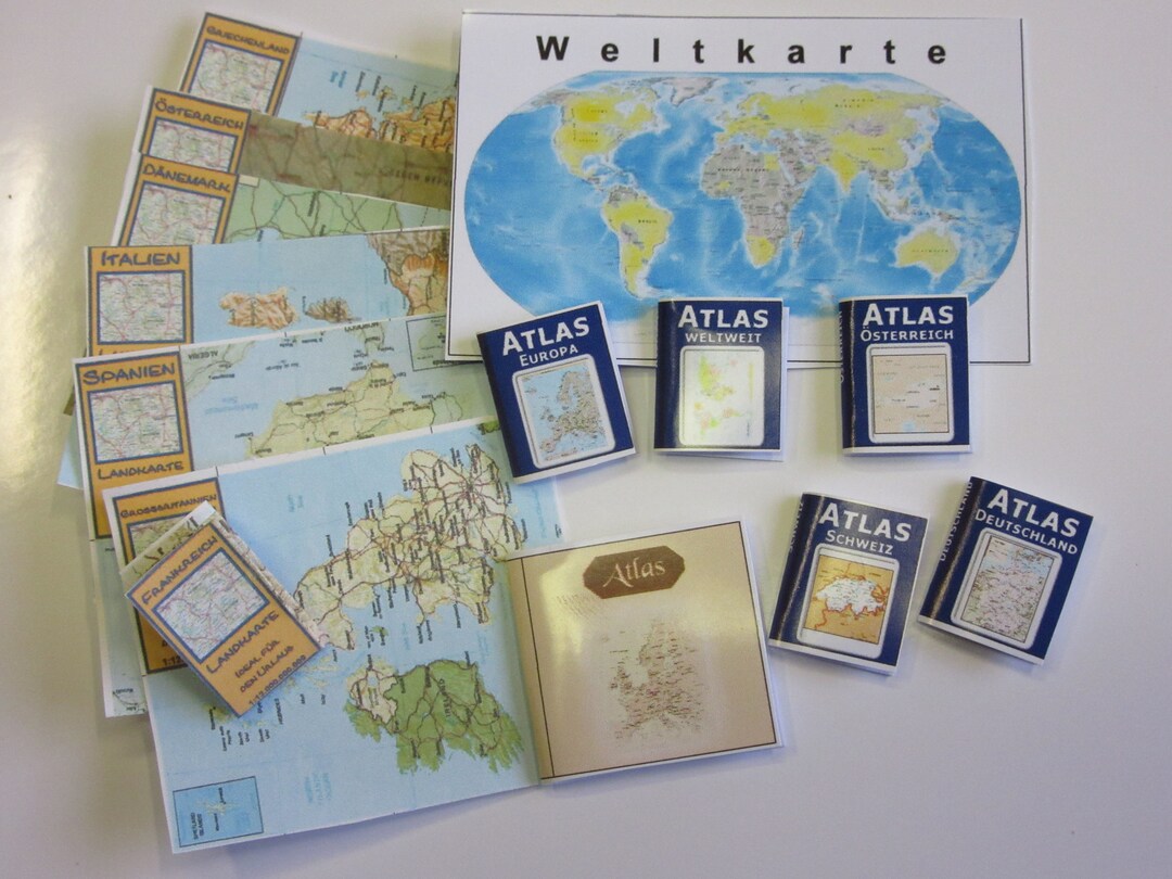 Large Set of Atlas Maps ..... / Miniature Dollhouse - Etsy